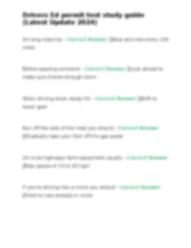 Drivers Ed Permit Test Study Guide (2024) | Exams Nursing | Docsity