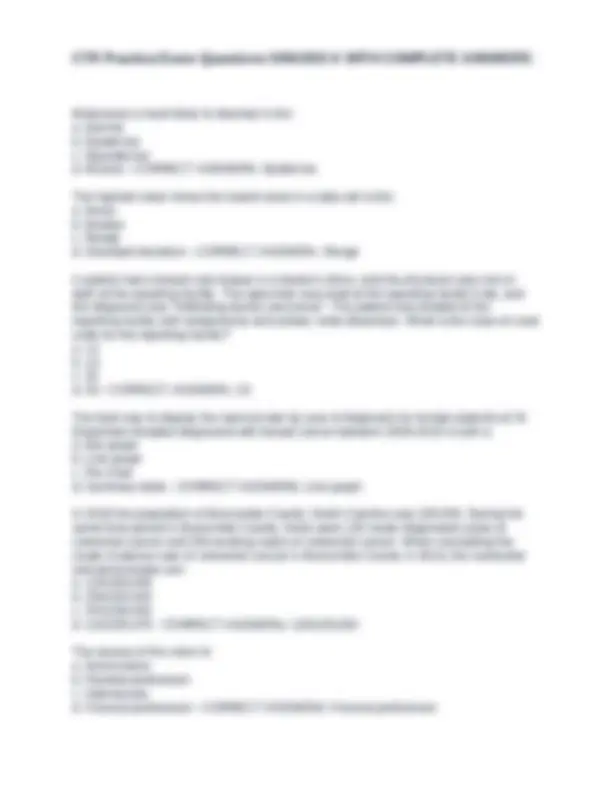 CTR Practice Exam Questions: Cancer Registry and Oncology | Exams Banking Law and Practice | Docsity