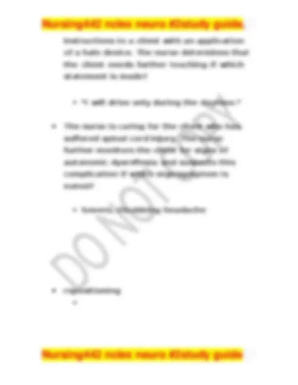 Nursing442 Neuro Study Guide: Identifying Client Complications and ...