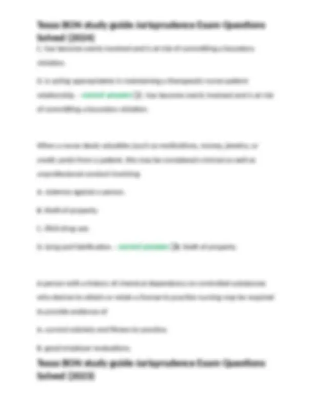 Texas BON study guide Jurisprudence Exam Questions Solved (2024 ...