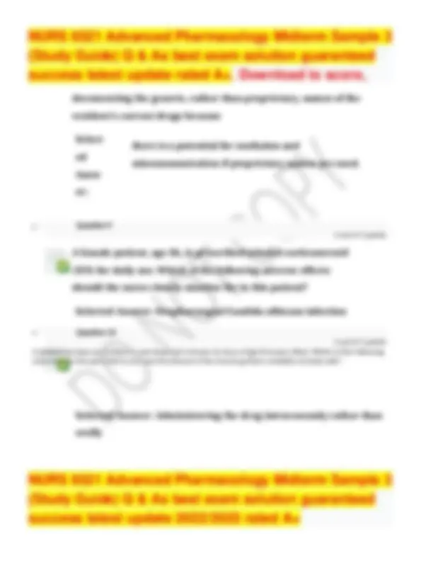 NURS 6521 Advanced Pharmacology Midterm Sample 3 Study Guide | Exams ...