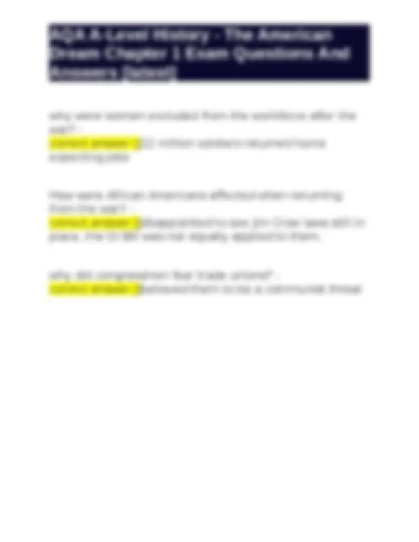 AQA A-Level History - The American Dream Chapter 1 Exam Questions And ...