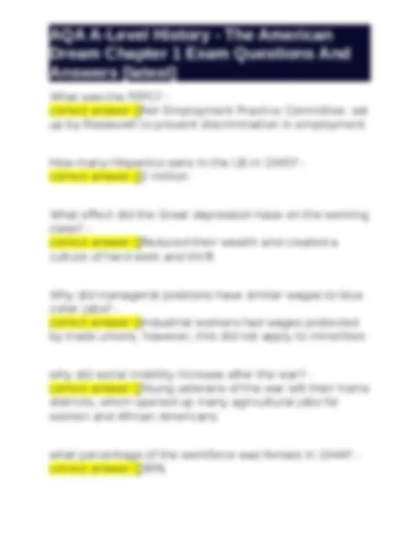 AQA A-Level History - The American Dream Chapter 1 Exam Questions And ...