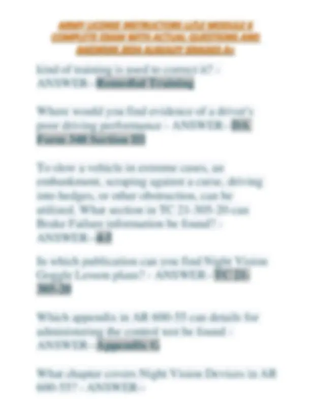 Military Driver Training and Licensing Guidelines | Exams Law | Docsity