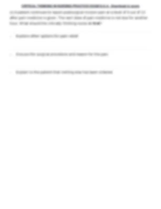 Critical Thinking in Nursing Practice: Exam Questions and Answers ...