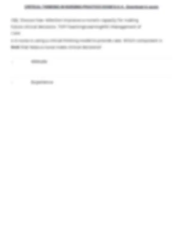 Critical Thinking in Nursing Practice: Exam Questions and Answers ...