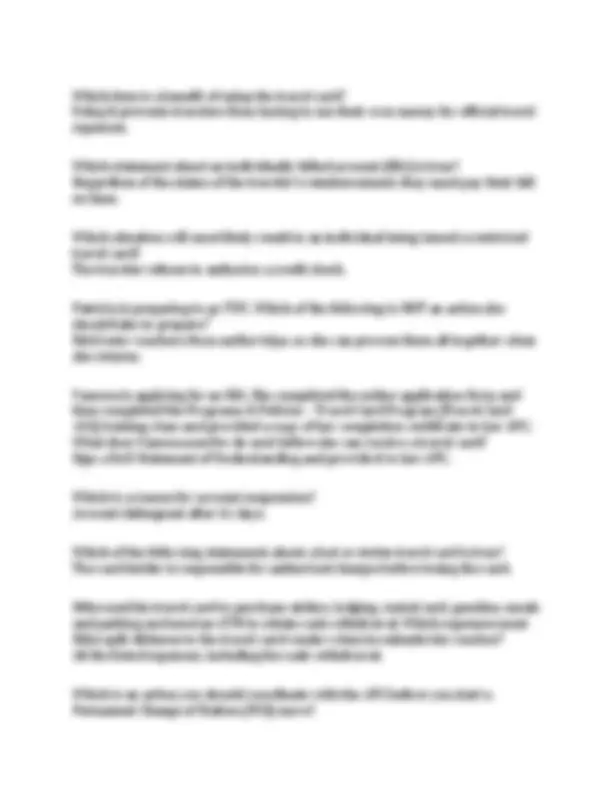 Army Travel Card 101 Answers | Exams Law | Docsity