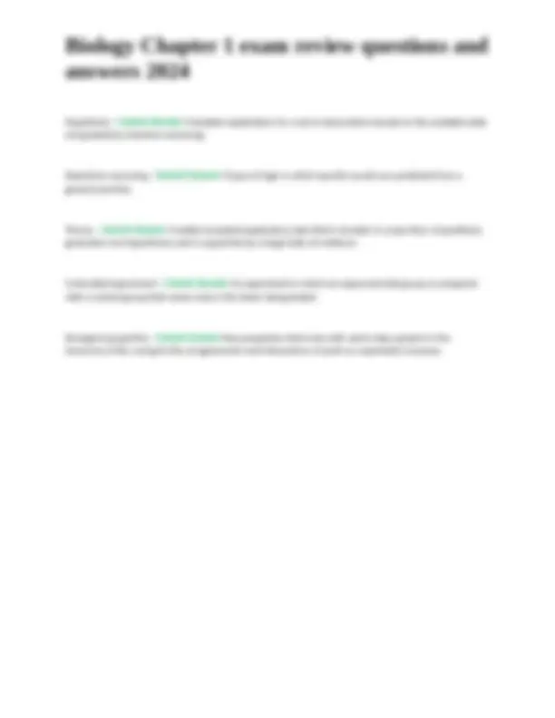 Biology Chapter 1 Review Questions and Answers 2024 | Exams Biology ...