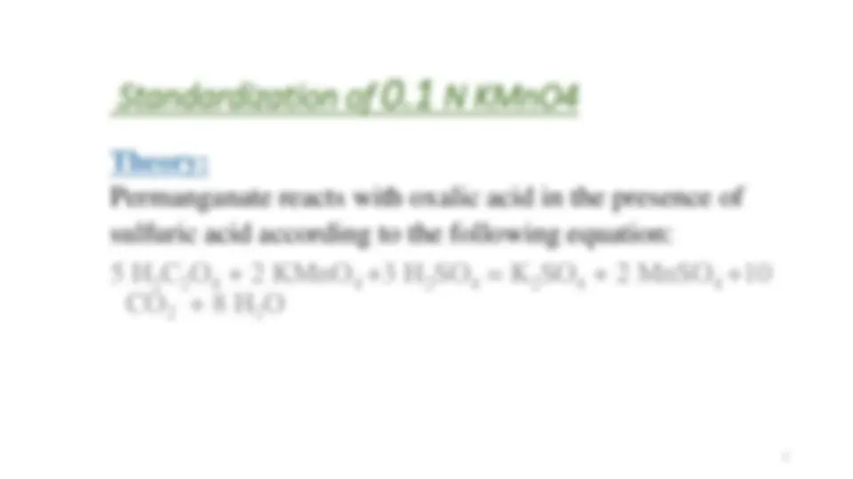 Standardization of 0.1 N KMnO4 by Redox Titration | Cheat Sheet ...