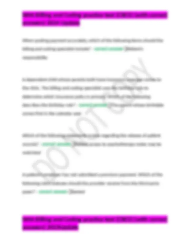 NHA Billing and Coding practice test (CBCS) (with correct answers) 2024 ...