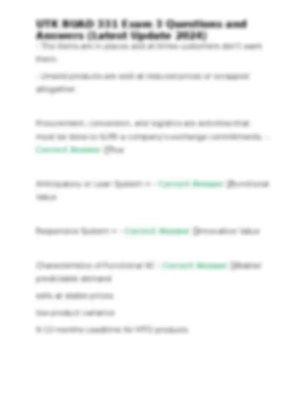 Utk Buad 331 Exam 3 Questions And Answers Latest Update 2024 Supply