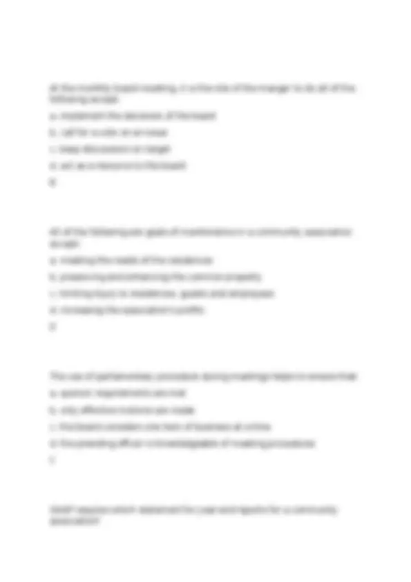 Community Association Governance and Management | Exams Nursing | Docsity