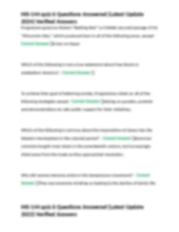 HIS-144 Quiz 6 Answers: Progressive Era and Reform Movements | Exams ...