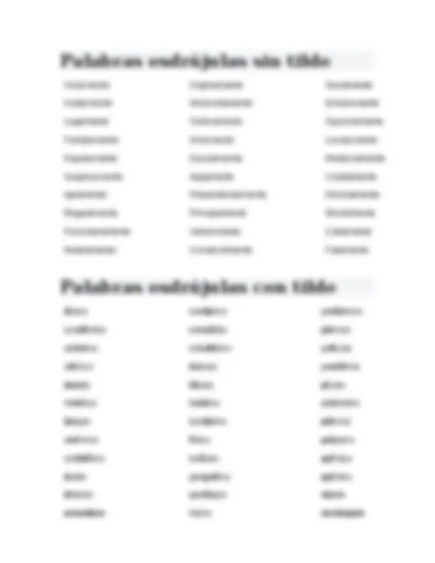 PALABRAS AGUDAS CON TILDE | Apuntes de Lengua y Literatura | Docsity