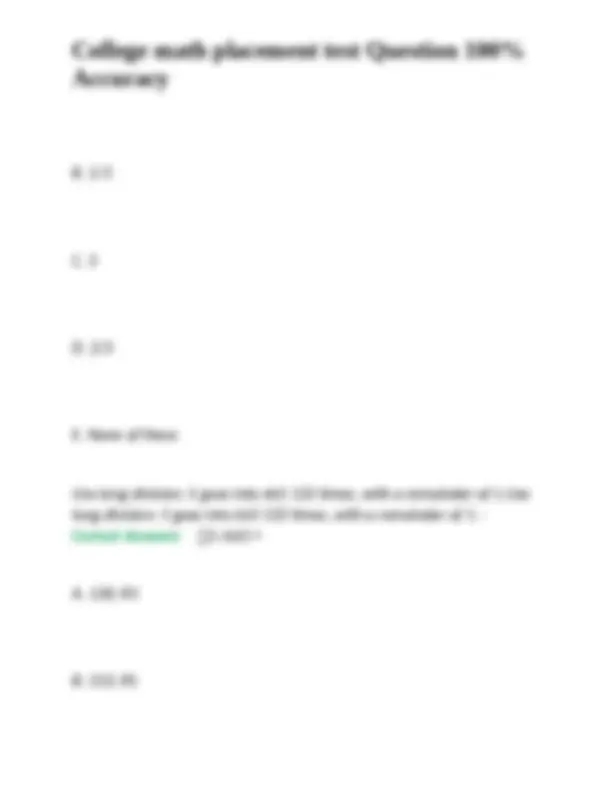 College math placement test Question 100% Accuracy | Exams Nursing ...