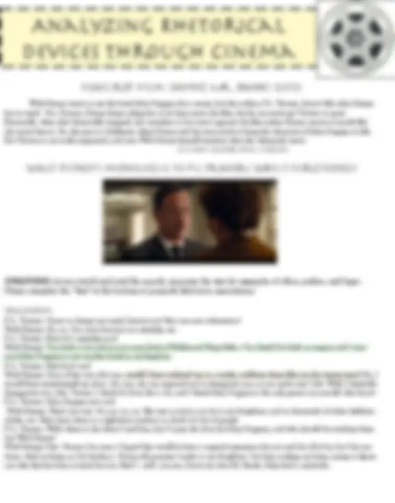 Analyzing Rhetorical Devices Through Cinema | Assignments English | Docsity