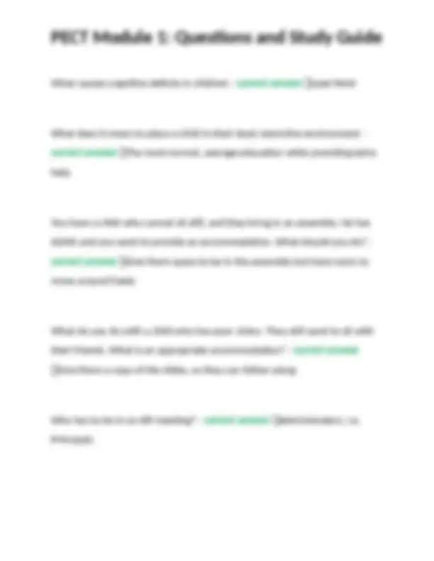 PECT Module 1: Questions and Study Guide for Early Childhood Education ...