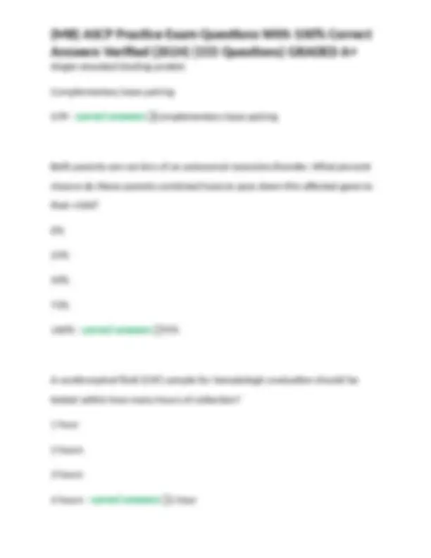 MB ASCP Practice Exam Questions: Molecular Biology and Genetics | Exams Nursing | Docsity