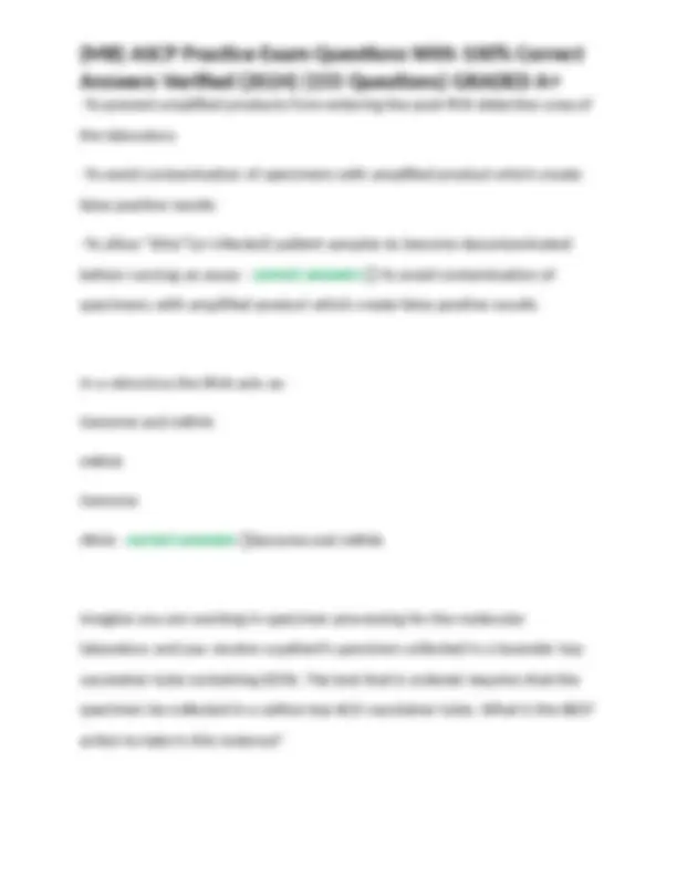 MB ASCP Practice Exam Questions: Molecular Biology and Genetics | Exams Nursing | Docsity