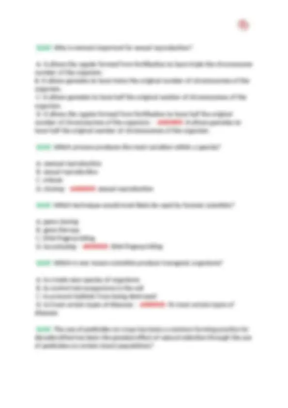 Biology EOC Practice Test LATEST 2024-2025/ Questions and Answers ...