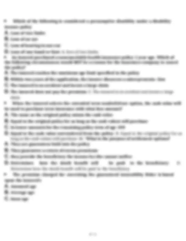 Insurance Concepts and Policies | Exams Nursing | Docsity