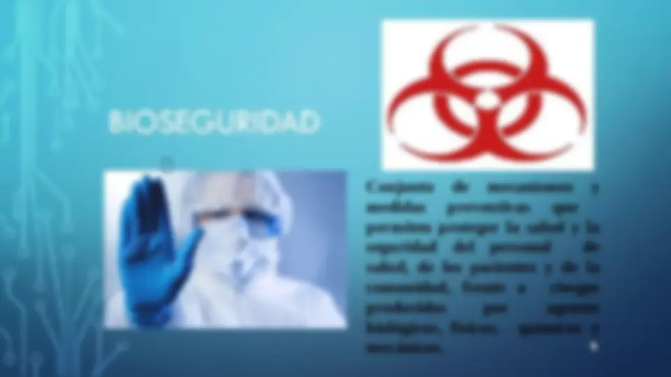 BIOSEGURIDAD Y PROTOCOLOS DE SEGURIDAD | Diapositivas de Química | Docsity