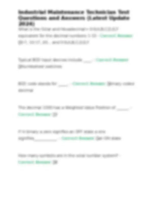 Industrial Maintenance Technician Test Questions and Answers (Latest ...