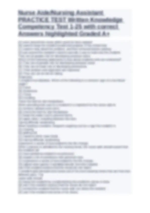 Nurse Aide Nursing Assistant PRACTICE TEST Written | Exams Nutrition ...