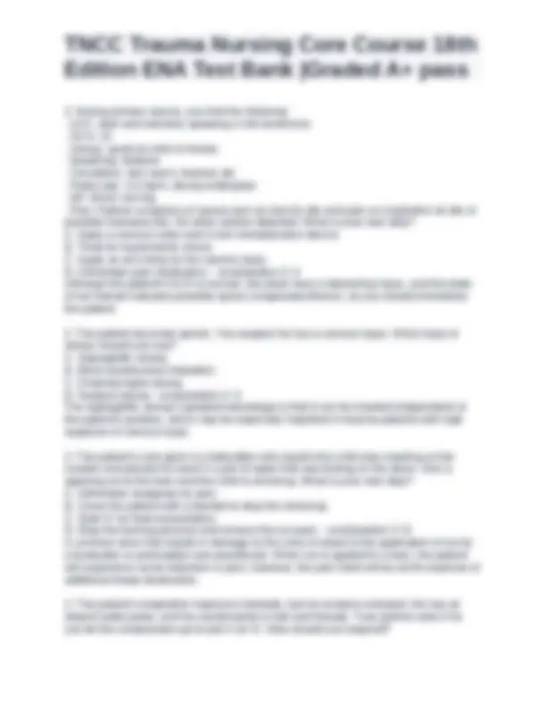 TNCC Trauma Nursing Core Course 18th Edition ENA Test Bank Graded A+ ...