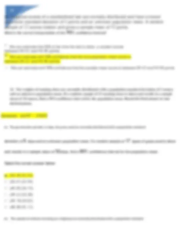 MATH 225N MATH Week 6 Confidence Intervals Questions and answers ...