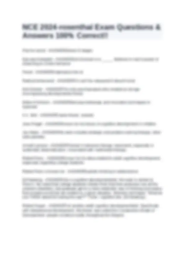 NCE 2024-rosenthal Exam Questions & Answers 100% Correct!! | Exams ...