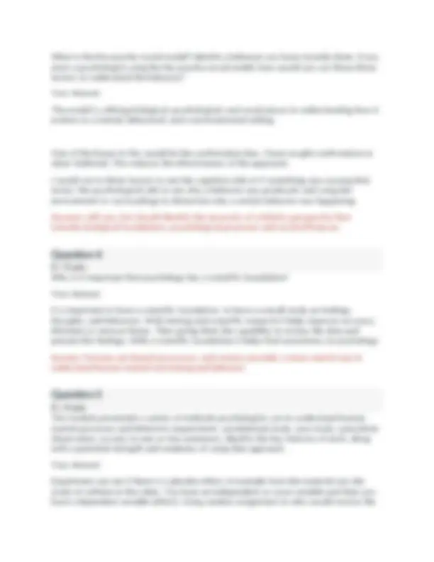 Review and Reflect | Quizzes Psychology | Docsity