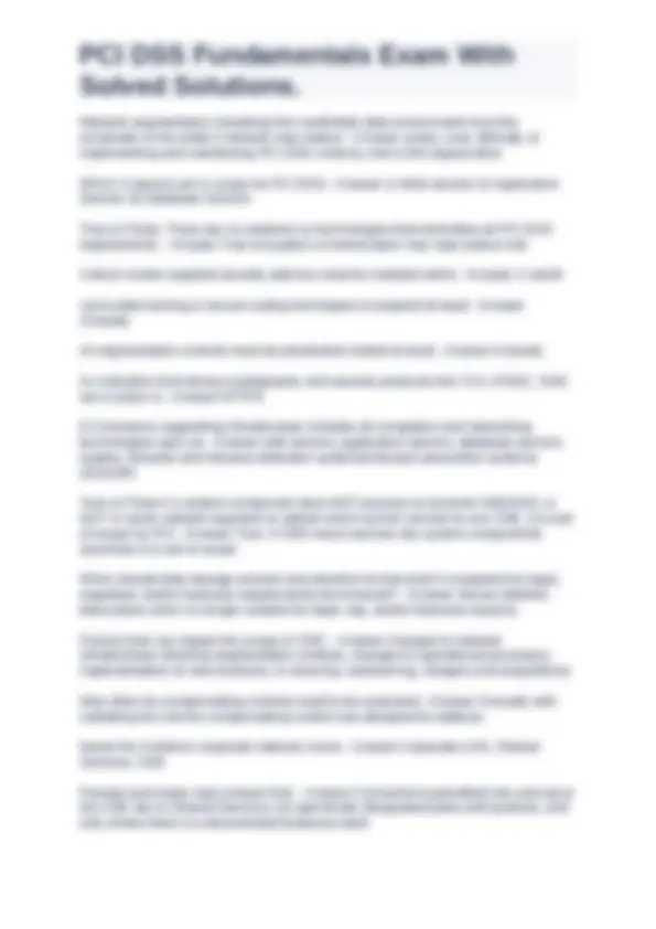 PCI DSS Fundamentals Exam With Solved Solutions.. | Exams Nursing | Docsity