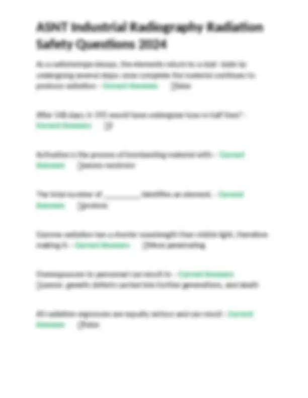 ASNT Industrial Radiography Radiation Safety Questions 2024 | Exams ...