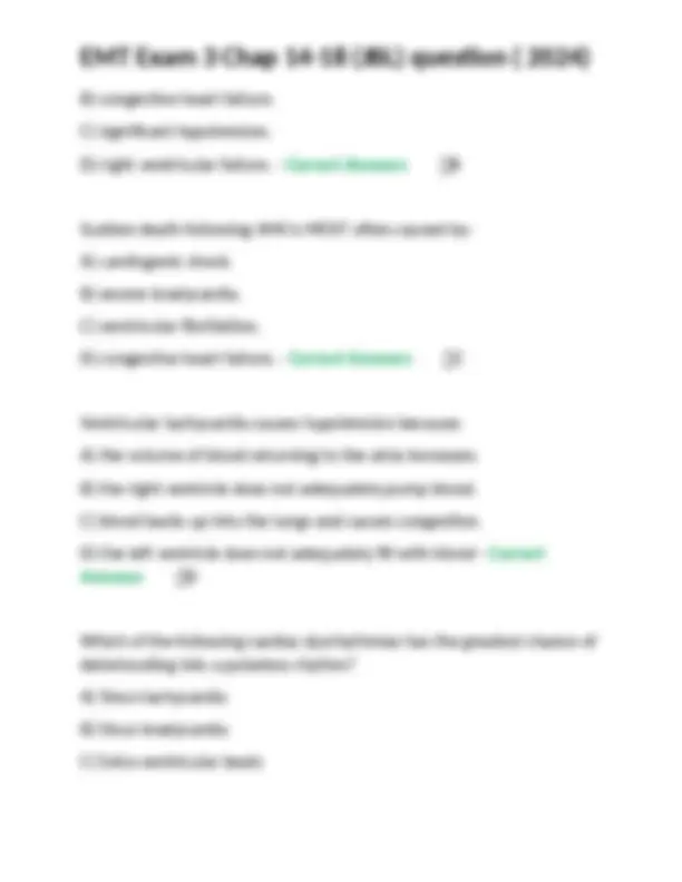 EMT Exam 3 Chap 14-18 (JBL) question ( 2024) | Exams Nursing | Docsity