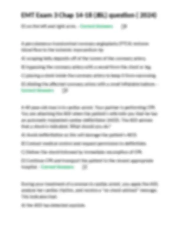 EMT Exam 3 Chap 14-18 (JBL) question ( 2024) | Exams Nursing | Docsity