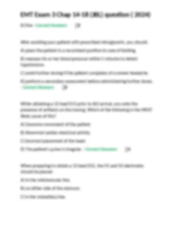 EMT Exam 3 Chap 14-18 (JBL) question ( 2024) | Exams Nursing | Docsity