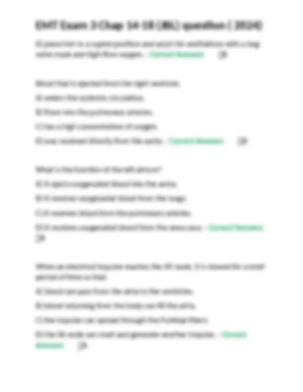 EMT Exam 3 Chap 14-18 (JBL) question ( 2024) | Exams Nursing | Docsity