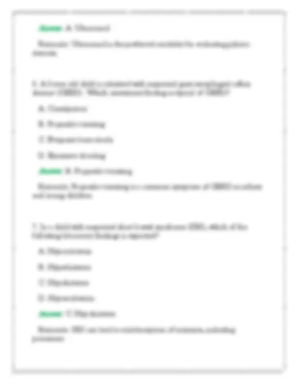 Pediatric Gastrointestinal Disorders | Exams Gastroenterology | Docsity