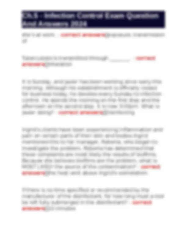 Ch.5 - Infection Control Exam Question And Answers 2024 | Exams Nursing ...