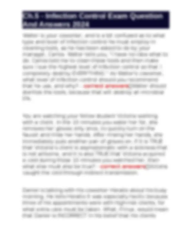 Ch.5 - Infection Control Exam Question And Answers 2024 | Exams Nursing ...