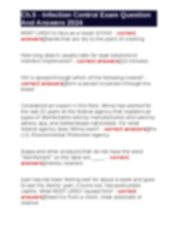 Ch.5 - Infection Control Exam Question And Answers 2024 | Exams Nursing ...