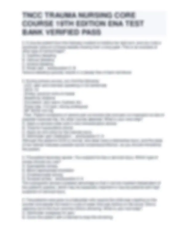 TNCC TRAUMA NURSING CORE COURSE 19TH EDITION ENA TEST BANK VERIFIED ...