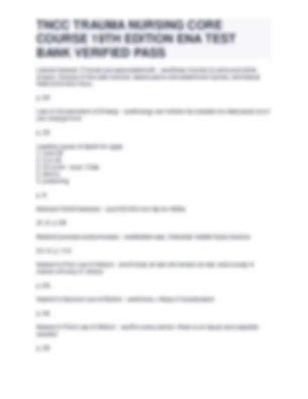 TNCC TRAUMA NURSING CORE COURSE 19TH EDITION ENA TEST BANK VERIFIED ...