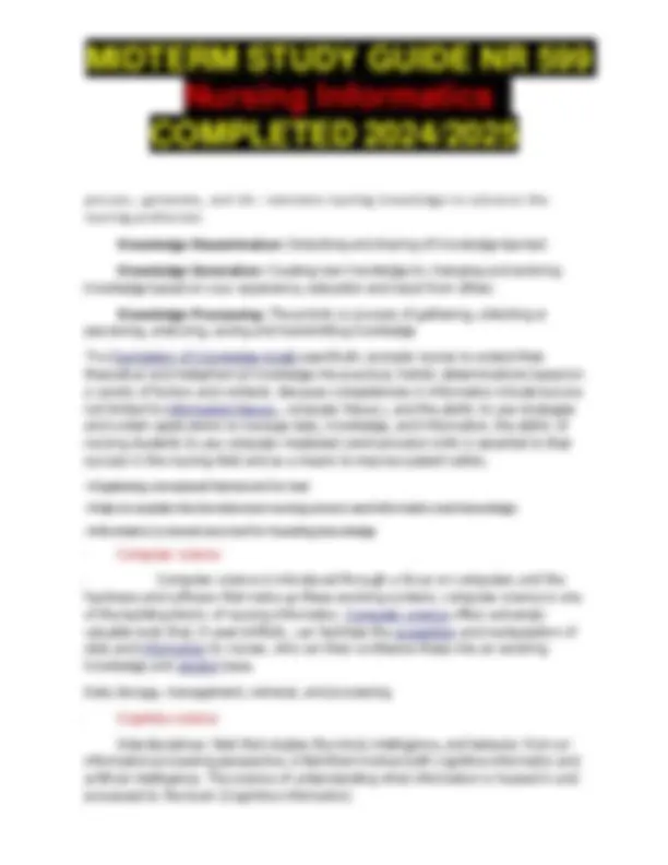 MIDTERM STUDY GUIDE NR 599 Nursing Informatics COMPLETED 2024-2025 ...