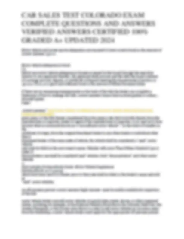CAR SALES TEST COLORADO EXAM COMPLETE QUESTIONS AND ANSWERS UPDATED ...