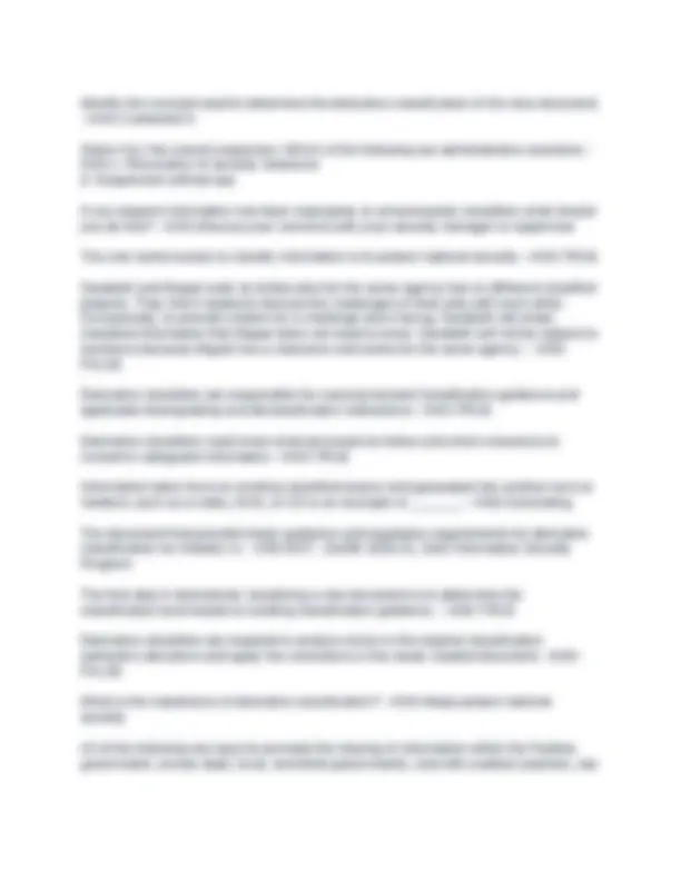 Derivative Classification of Classified Information | Exams Law | Docsity