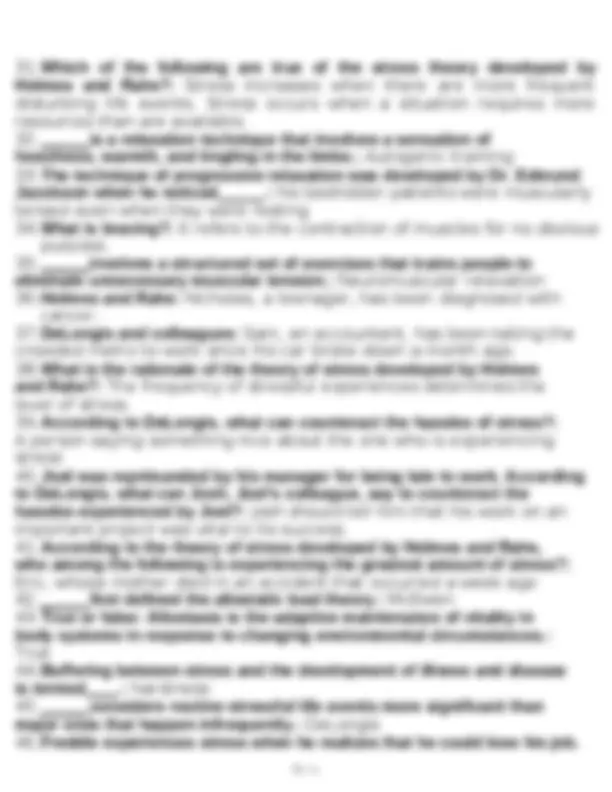 Psychology Stress Management Chapter 1 Questions with Correct Answers ...