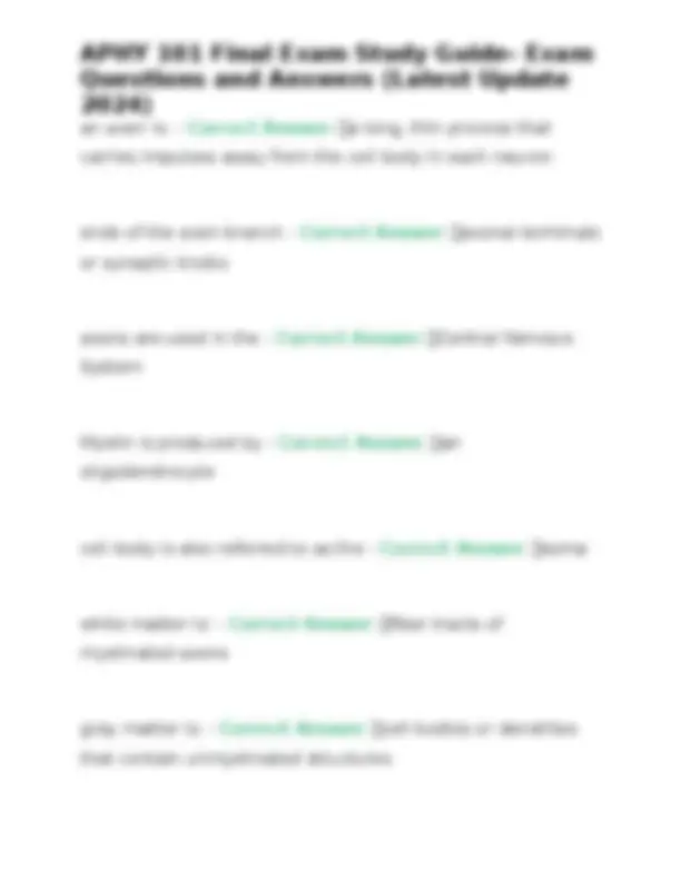 APHY 101 Final Exam Study Guide- Exam Questions and Answers (Latest ...