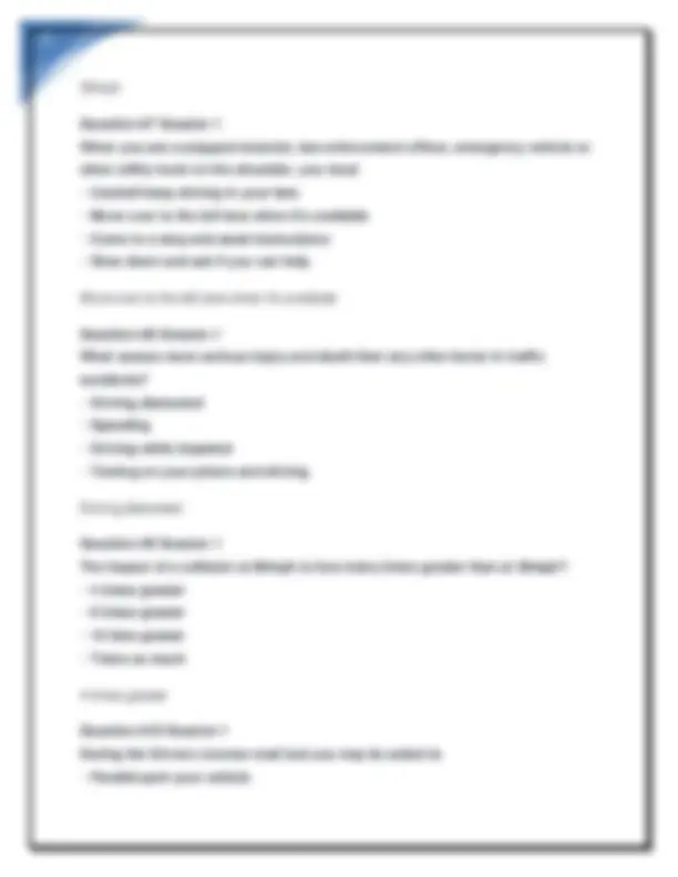 Georgia DDA 6-Hour Defensive Driver & Driver Improvement Exam Questions ...